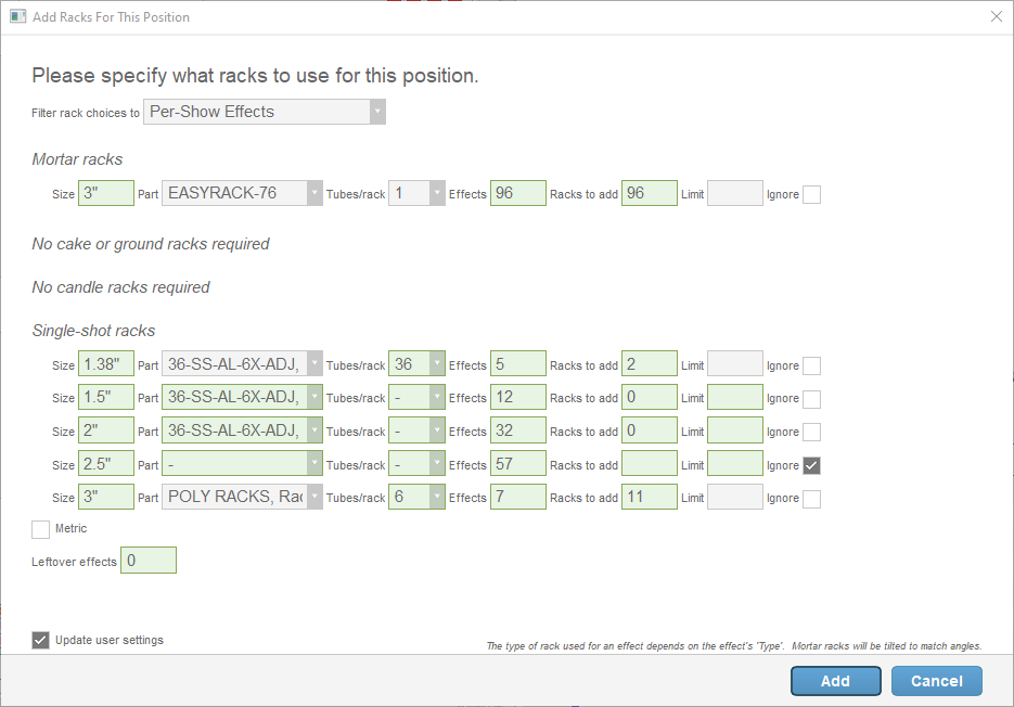 Rack counts (Hobbyist or Pro version) - Finale 3D
