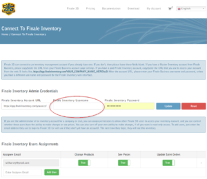 Account setup - Finale 3D