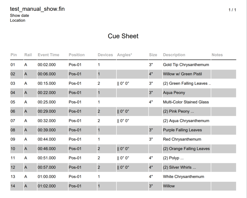 Scripting manual shows - Finale 3D