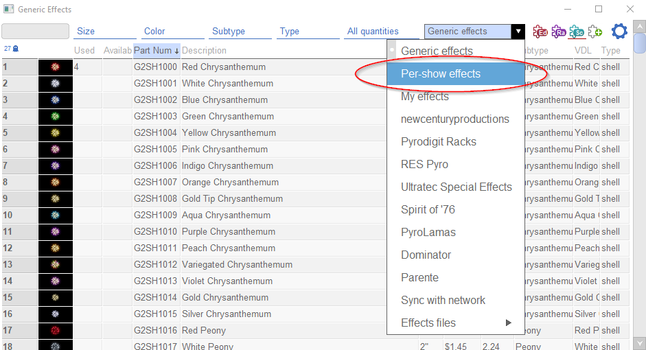 Per-show effects - Finale 3D