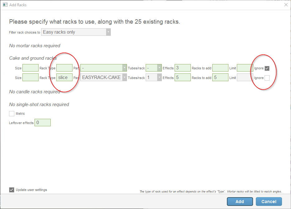 Using "Rack Type" to control what types of racks are used for what ...