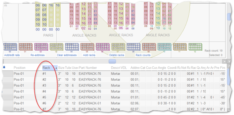 Addressing based on layout of racks (Rack Number) - Finale 3D