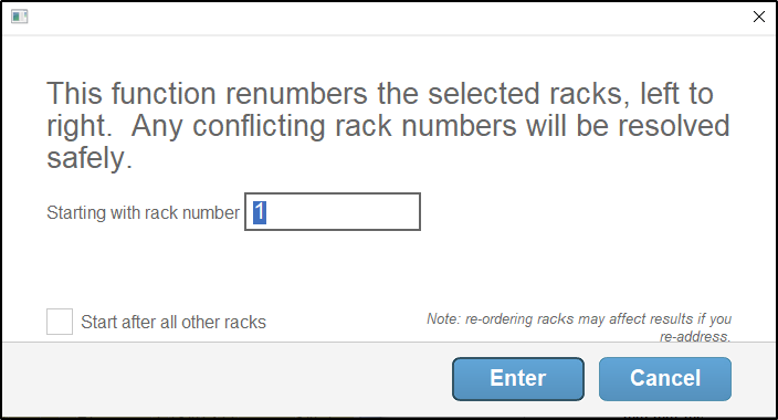 Renumber racks - Finale 3D