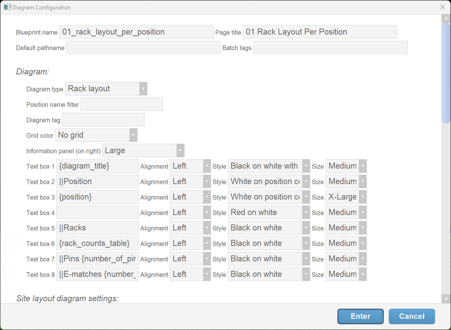 Rack layout diagrams basic instructions - Finale 3D