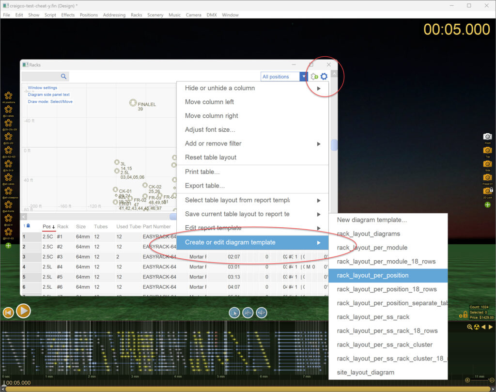 Rack layout diagrams basic instructions - Finale 3D