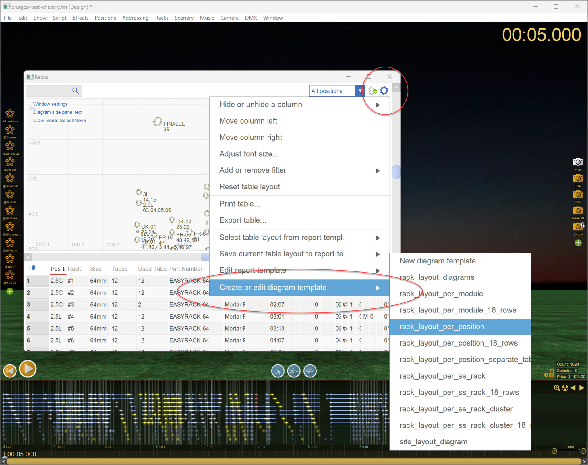 Rack layout diagrams basic instructions - Finale 3D