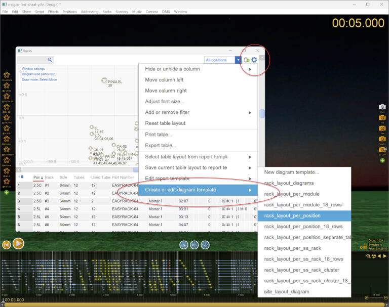 Rack layout diagrams basic instructions - Finale 3D